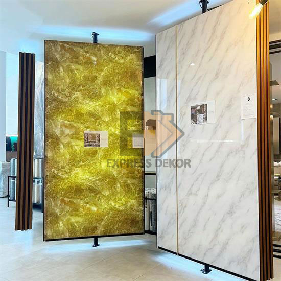 Işık Geçiren Pvc Duvar Paneli Onyx Green 122*244cm – Express Dekor